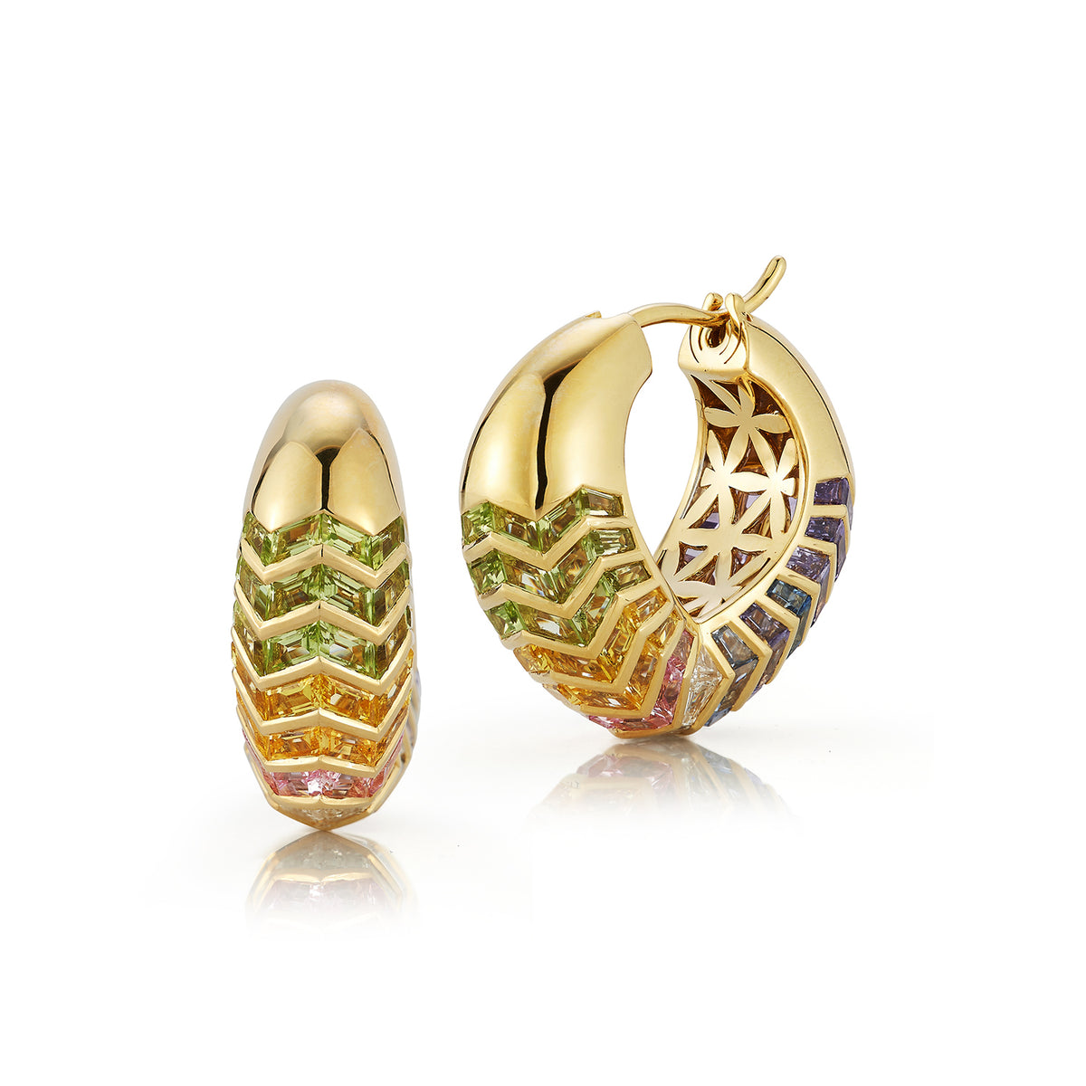 18K Yellow Gold Shield Hoop Earrings - Handcrafted Luxury Jewelry – ARK ...