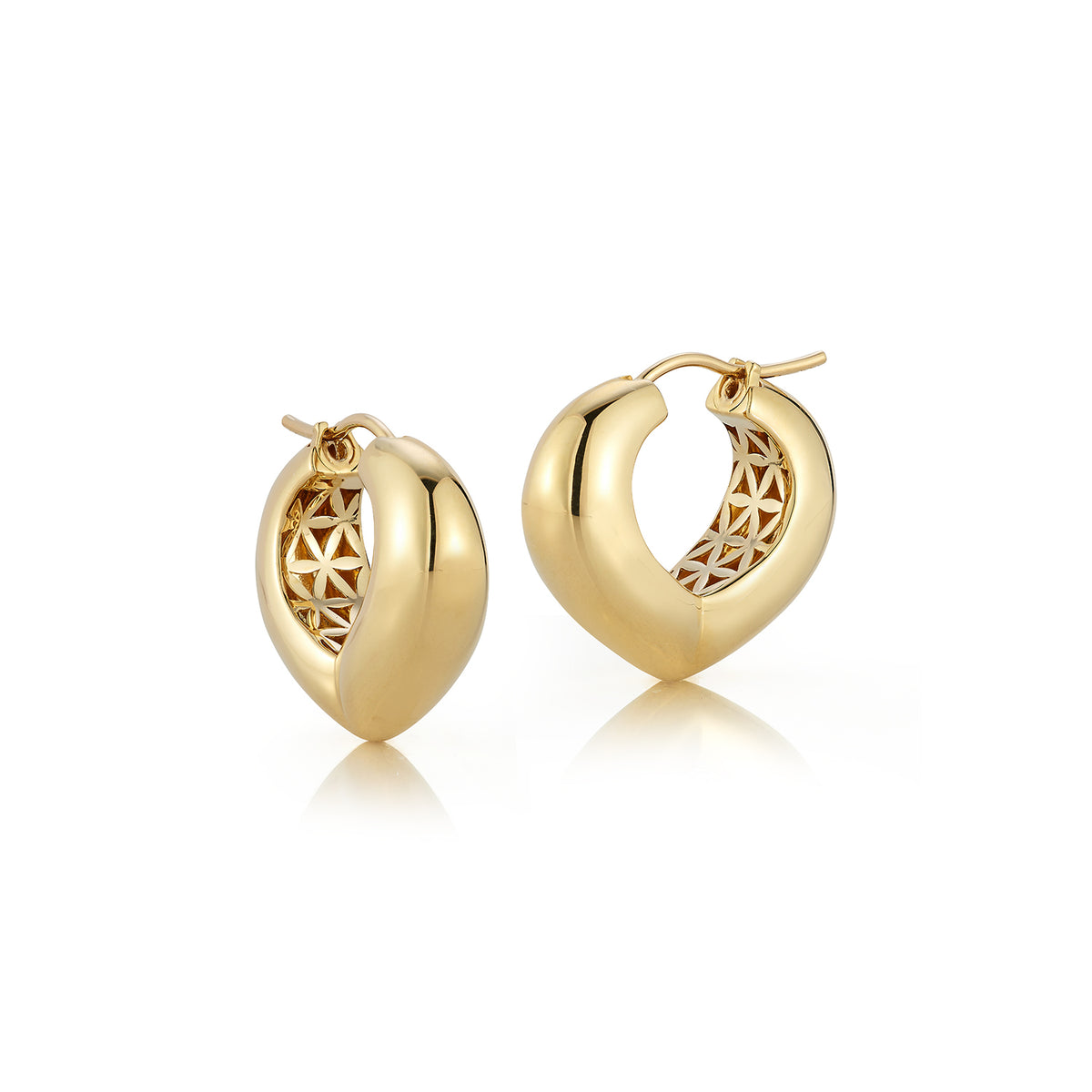 Gold Medium Bubble Shield Hoops - Handcrafted 20mm Earrings – ARK Fine ...