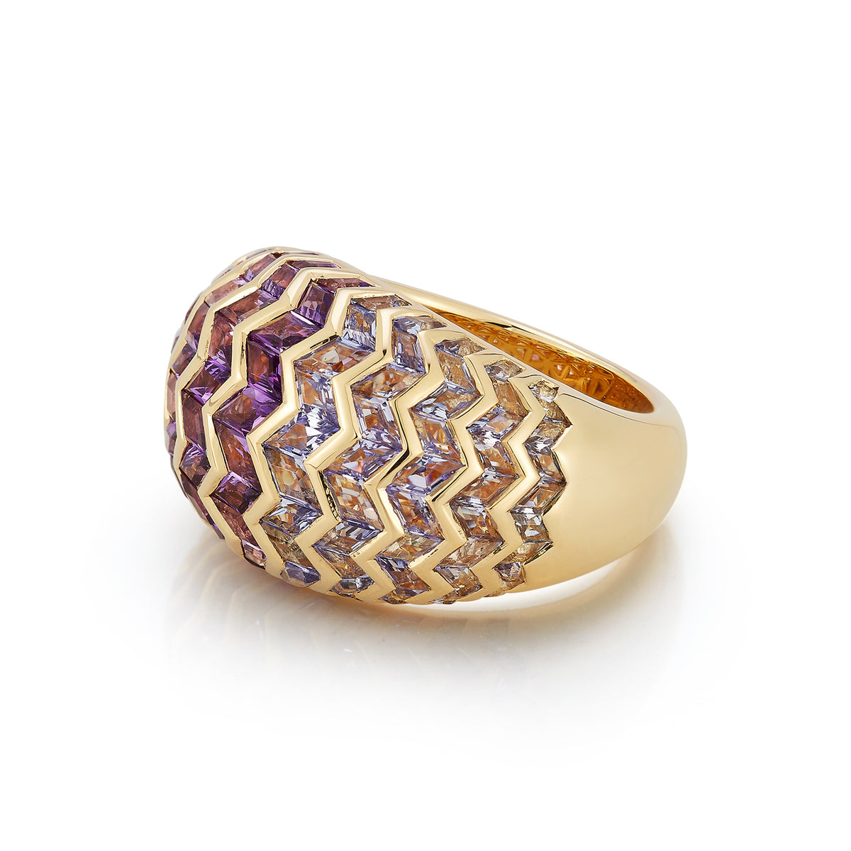 Luxury Hand-Crafted Ether Domed Ring with Tanzanite and Amethyst | Made ...
