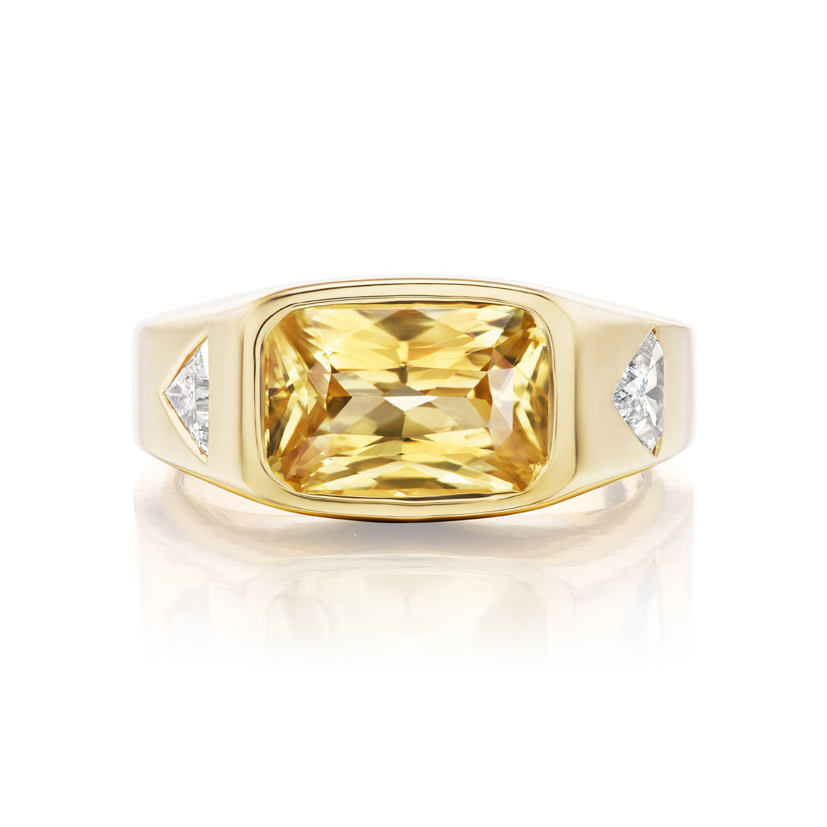 Unique Creation Series Ring - 18K Yellow Gold Yellow Sapphire & Diamond ...